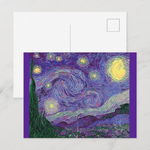 Starry Night in Purple, Fine Art Spoof Postcard | Zazzle