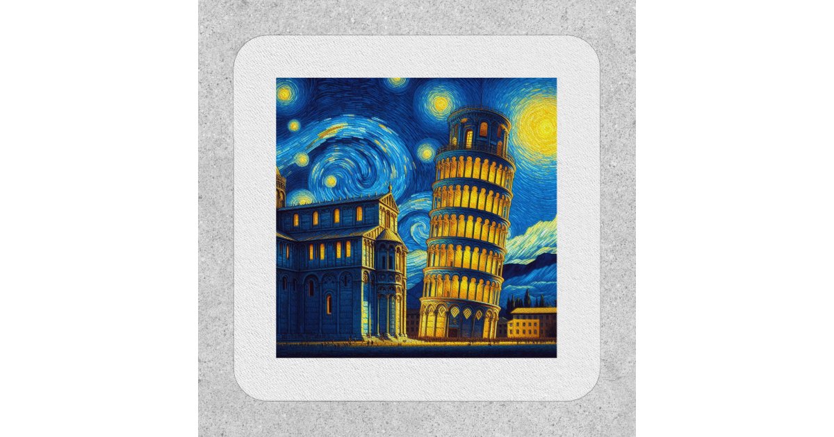 Starry Night Leaning Tower Of Pisa Italy Patch | Zazzle