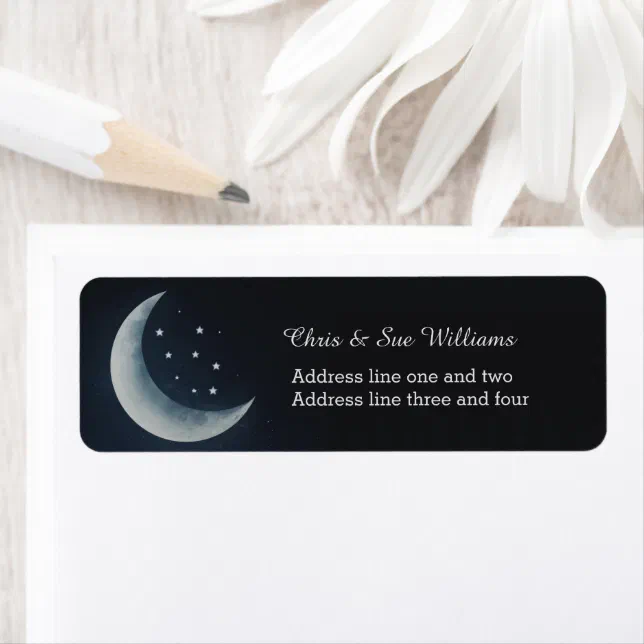 Starry Night Moon and Stars Elegant Custom Label | Zazzle