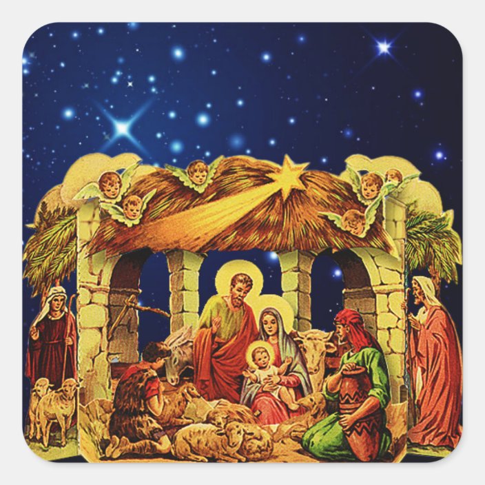 Starry Night Nativity Sticker | Zazzle