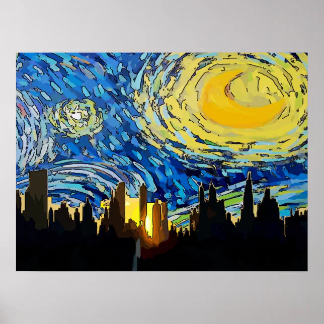 Starry Night New York Abstract Sky Poster | Zazzle
