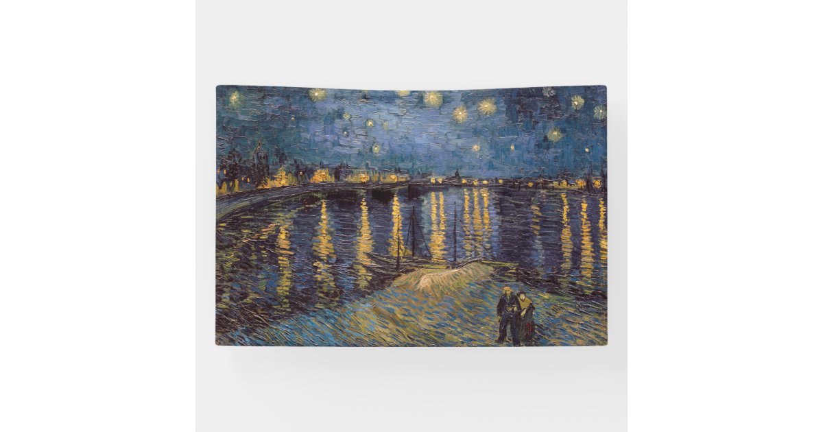 Starry Night Over Rhone River by Vincent Van Gogh Banner | Zazzle