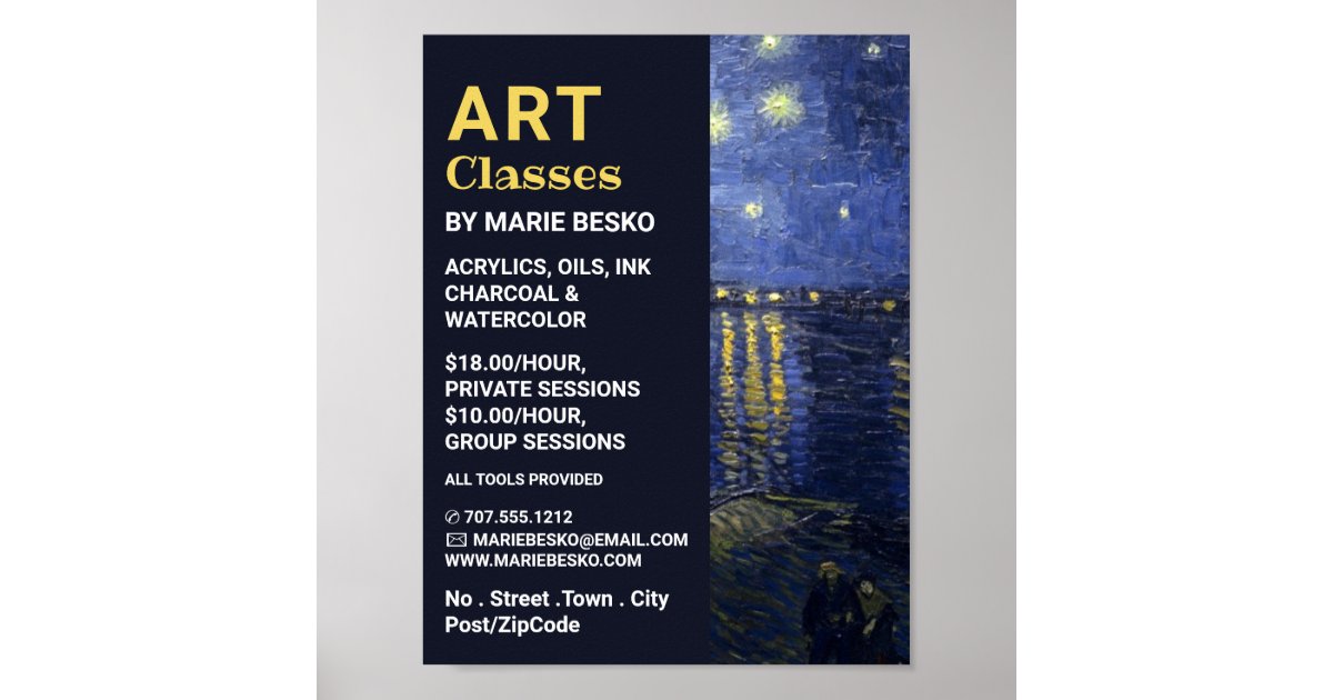 Starry Night Over The Rhone, Art Classes Poster | Zazzle