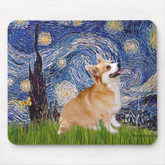 Starry Night - Pembroke Welsh Corgi 7b Mouse Pad | Zazzle.com
