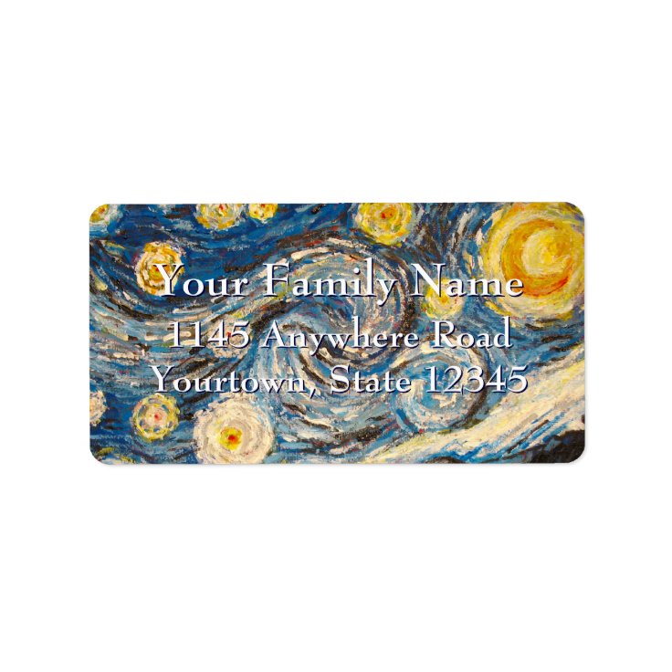 Starry Night repaint after Vincent Van Gogh Label | Zazzle