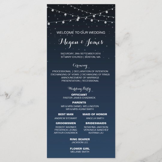 Starry Night Rustic Wedding Timeline Program | Zazzle.com