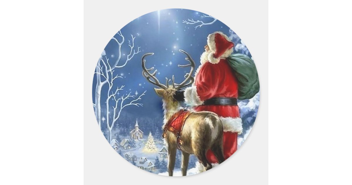 Starry Night Santa Sticker | Zazzle