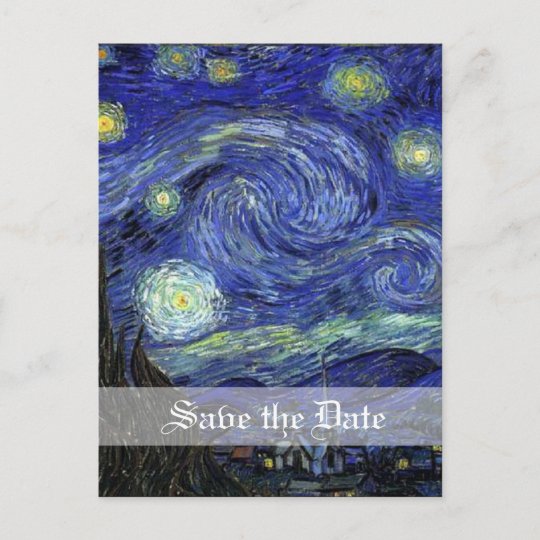 Starry Night, save the date Announcement Postcard | Zazzle