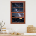 Starry Night Skies Window Illusion - Fake Window Poster | Zazzle