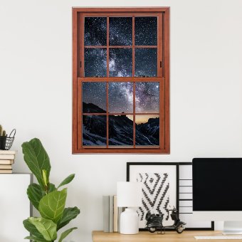 Starry Night Skies Window Illusion - Fake Window Poster | Zazzle