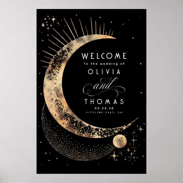 Starry Night Sky Celestial Wedding Welcome Sign | Zazzle