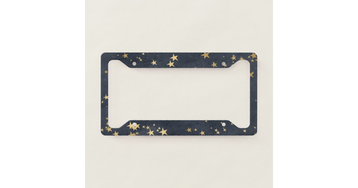 Starry Night Sky Golden Stars Astrology Lover License Plate Frame | Zazzle