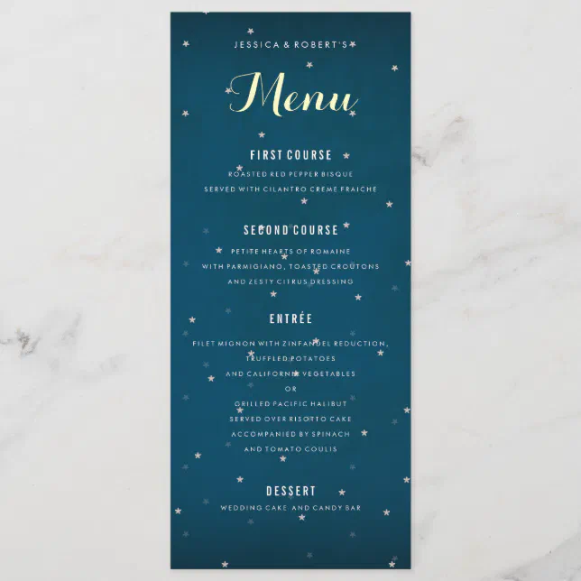 Starry Night Sky Wedding Dinner Menu Template | Zazzle