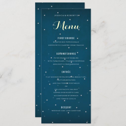 Starry Night Sky Wedding Dinner Menu Template | Zazzle