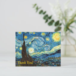 Starry Night Thank You Postcard | Zazzle