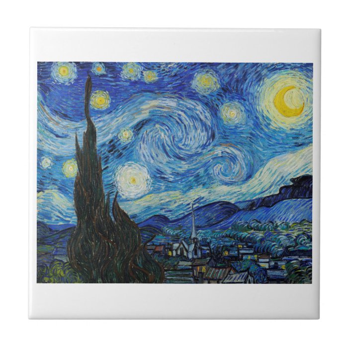 "STARRY NIGHT" VINCENT VAN GOGH ART CERAMIC TILE | Zazzle.com