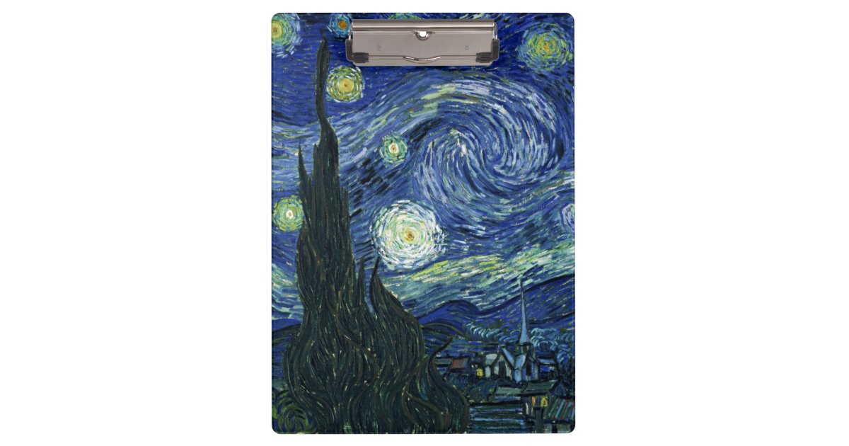 Starry Night Vincent van Gogh Fine Art Painting Clipboard | Zazzle
