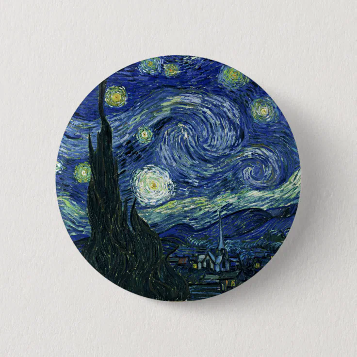 Starry Night Vincent van Gogh Fine Art Painting Pinback Button | Zazzle