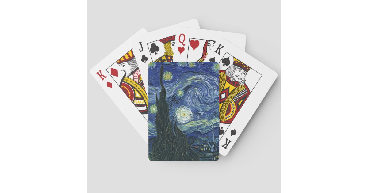 Starry Night Vincent van Gogh Fine Art Painting Poker Cards | Zazzle