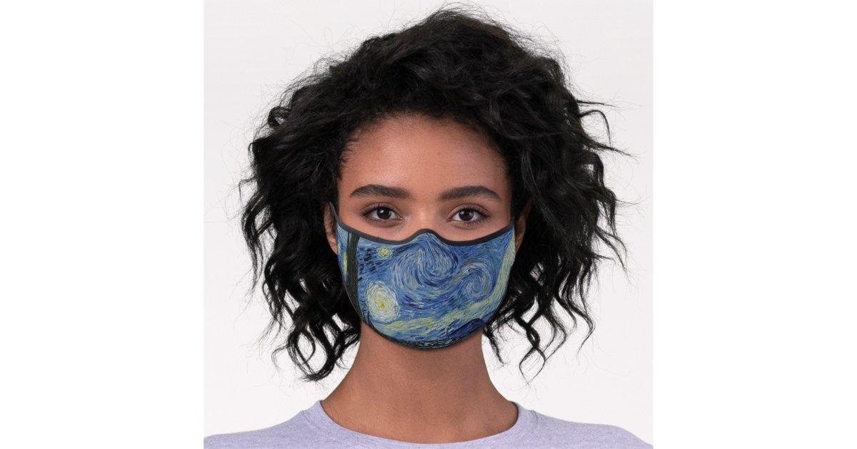 Starry Night Vincent van Gogh Fine Art Painting Premium Face Mask | Zazzle