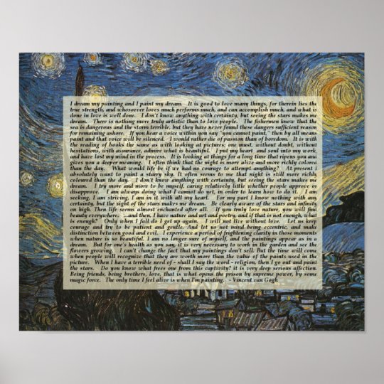 Starry Night Vincent's Words Artist Print | Zazzle.com