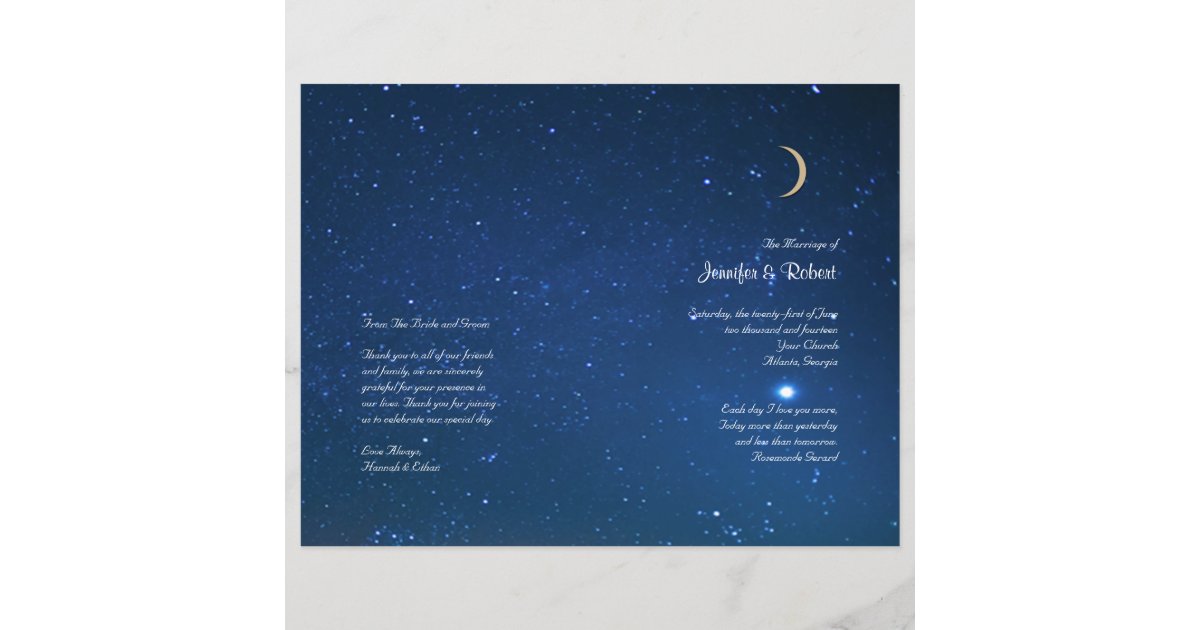 Starry Night Wedding Program | Zazzle