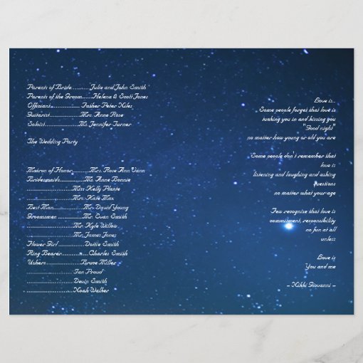 Starry Night Wedding Program | Zazzle
