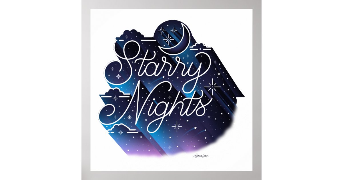 Starry Nights Square Poster (24x24) | Zazzle