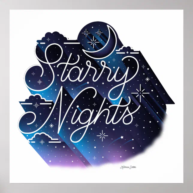 Starry Nights Square Poster (24x24) | Zazzle
