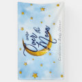 Starry Over The Moon Blue Gold Baby Boy Shower Banner | Zazzle
