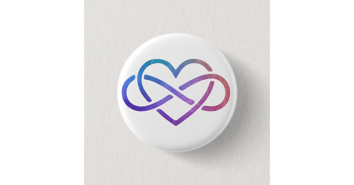 Starry Polyamory Infinity Heart Button Pin | Zazzle