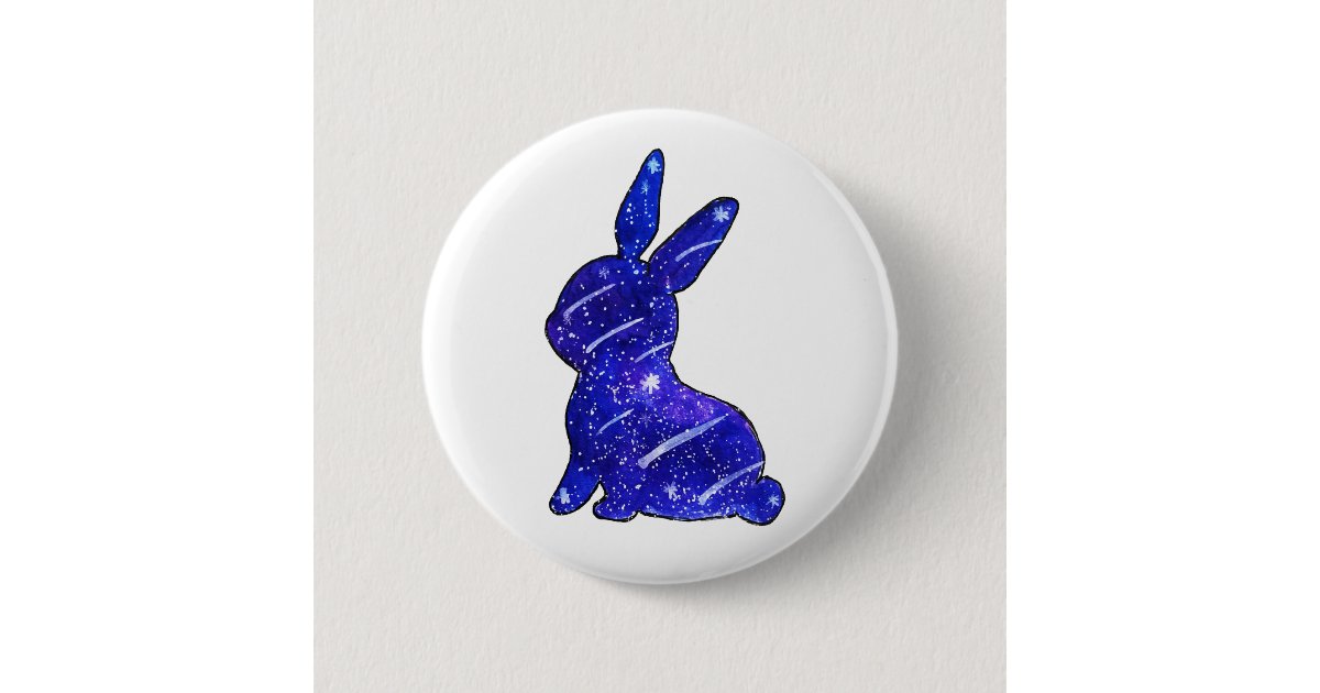 Starry Rabbit Cute Bunny Button | Zazzle