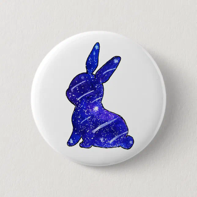 Starry Rabbit Cute Bunny Button | Zazzle