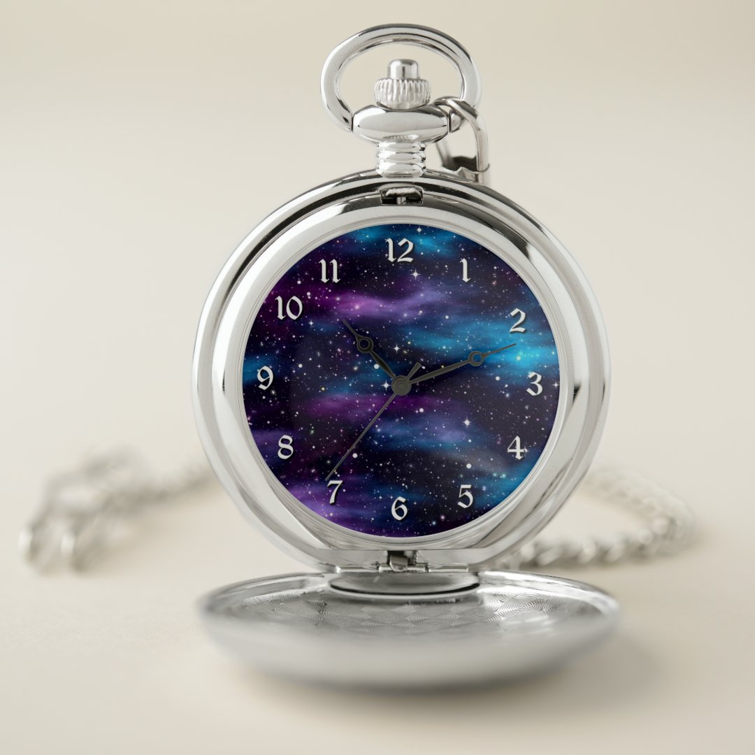 Starry Sky Galaxy Pocket Watch | Zazzle