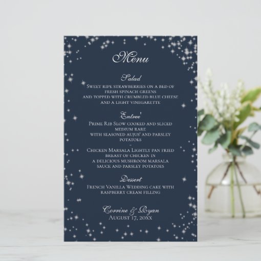 Starry Sky Wedding Dinner Menu | Zazzle
