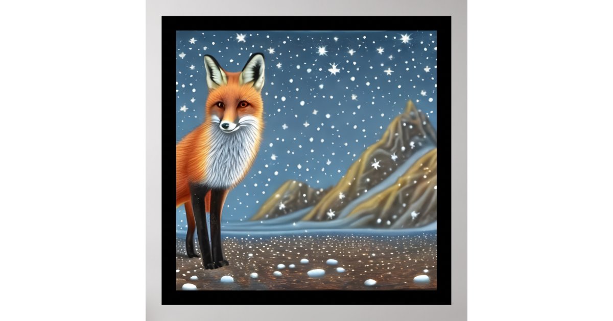 Starry Starry Night Storybook Fox Poster | Zazzle