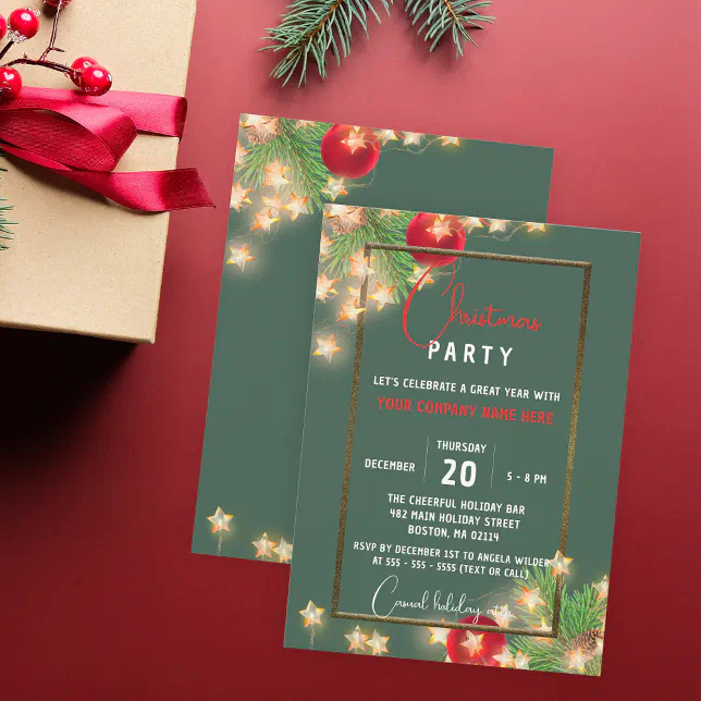 Stars and Baubles Corporate Christmas Party Invitation | Zazzle