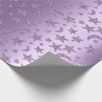 Stars And Moon Sparkly Lavender Purple Violet Wrapping Paper | Zazzle