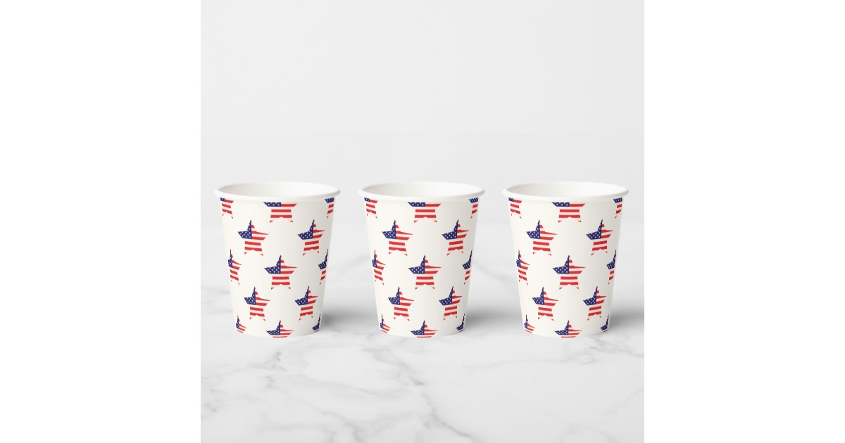 Stars and stripes 4th of July Patriotic Paper Cups | Zazzle