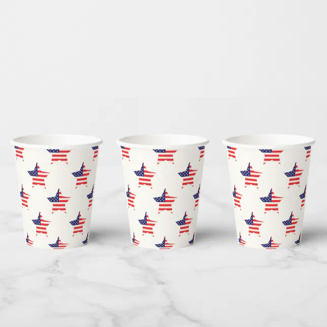Stars and stripes 4th of July Patriotic Paper Cups | Zazzle