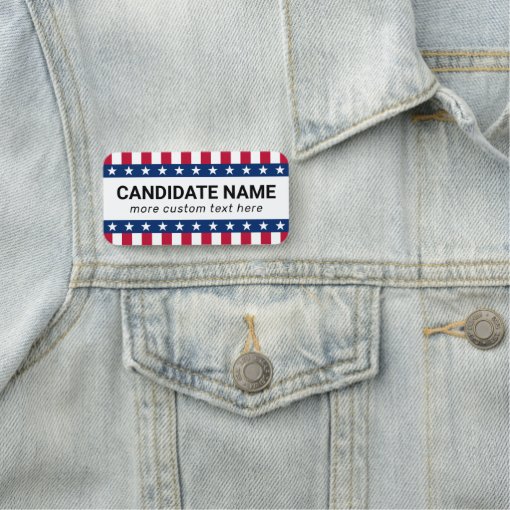 Stars and stripes any political campaign candidate name tag | Zazzle