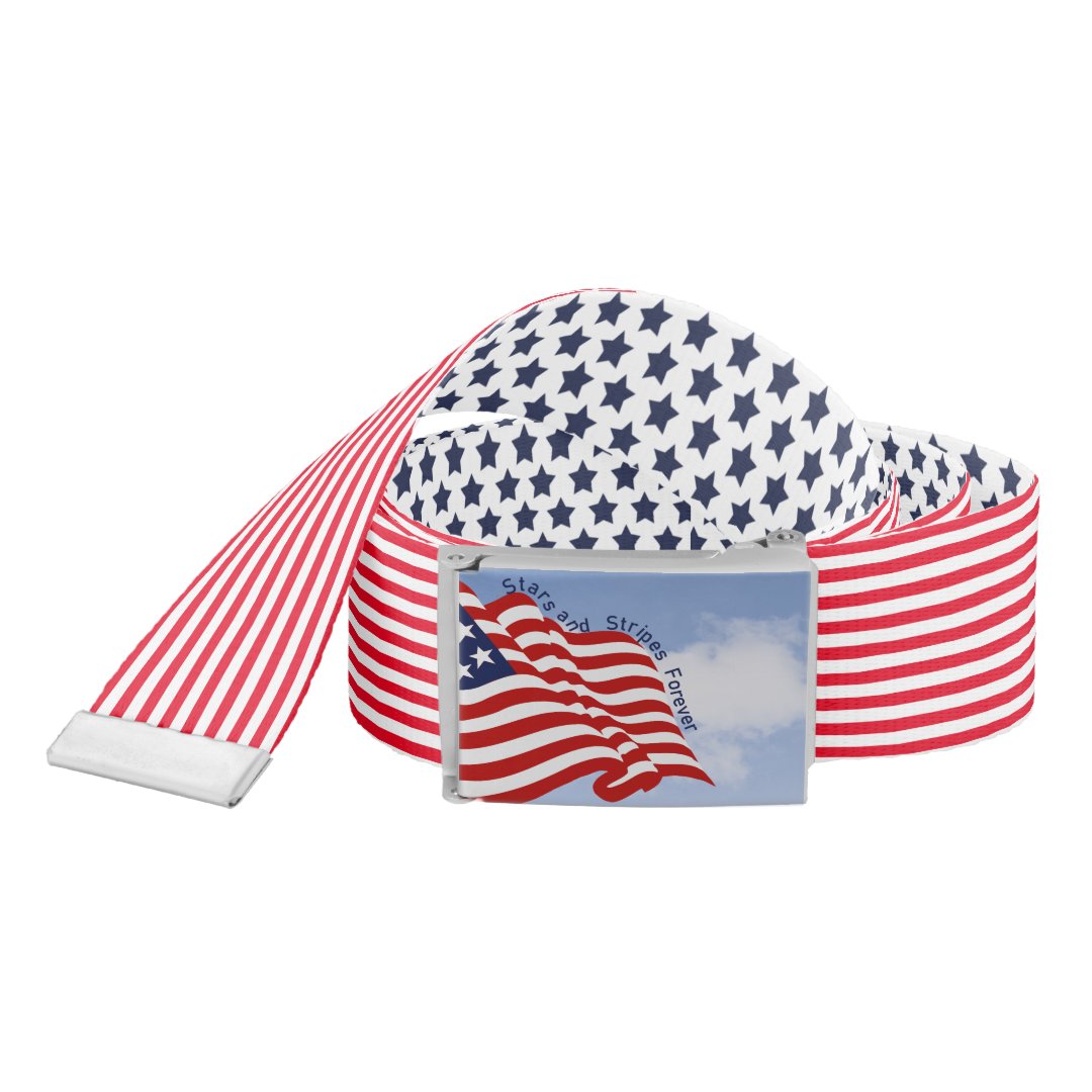 Stars and Stripes Forever Red White Blue Flag Belt | Zazzle