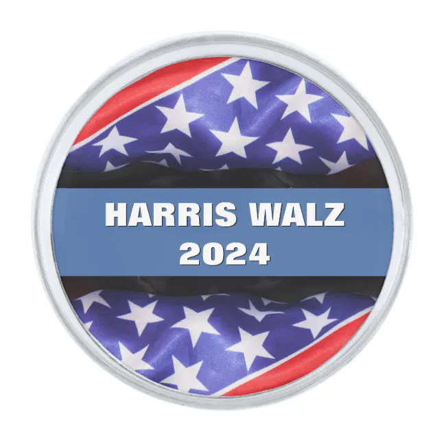 Stars and Stripes HARRIS WALZ 2024 Silver Finish Lapel Pin | Zazzle