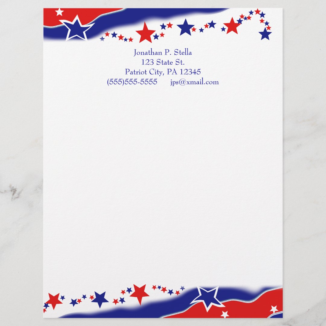 Stars and Stripes Letterhead | Zazzle