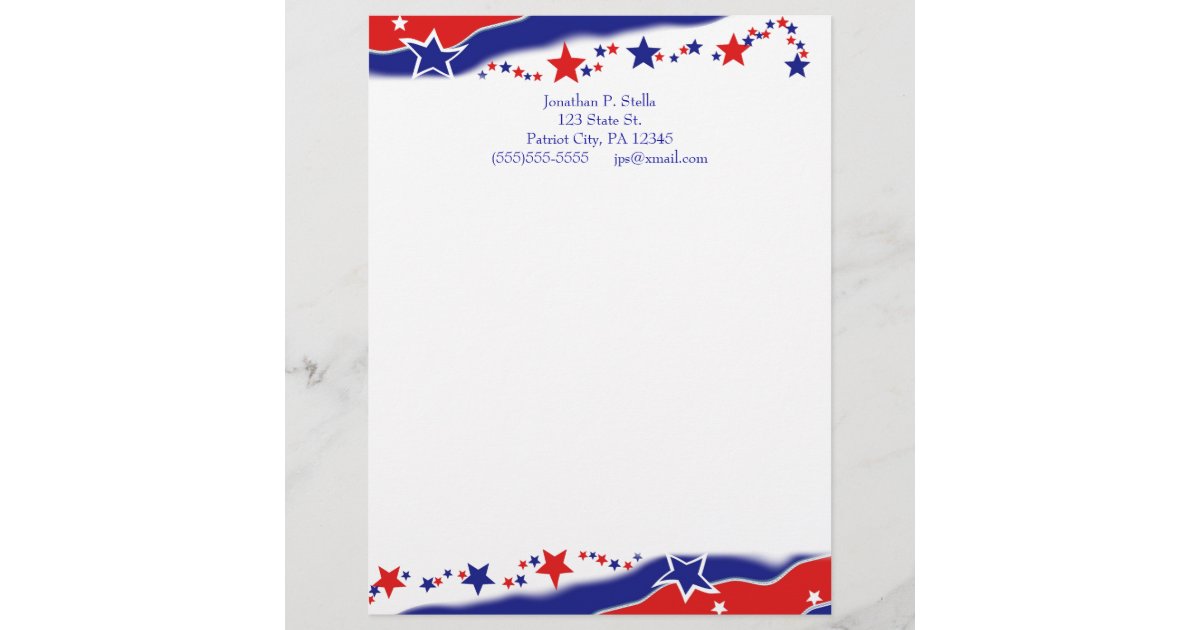 Stars and Stripes Letterhead | Zazzle