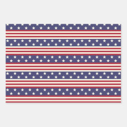 Stars and Stripes Patriotic American Flag USA Wrapping Paper Sheets ...