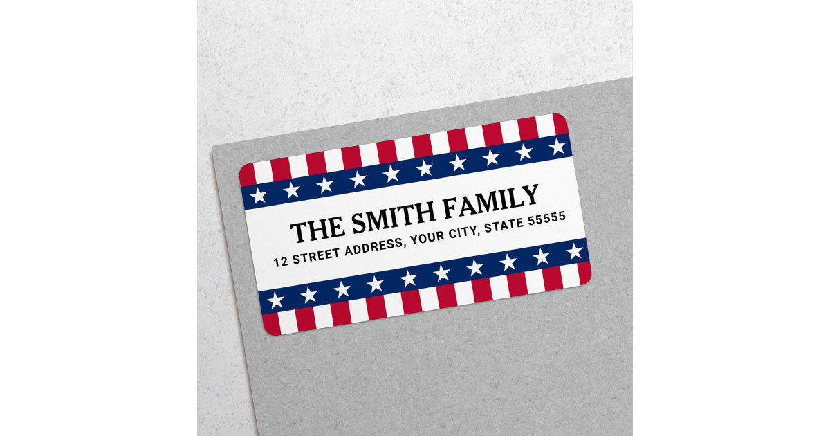 Stars and stripes patriotic return address label | Zazzle
