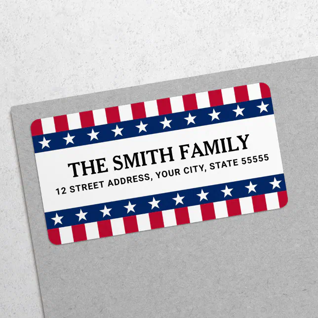 Stars and stripes patriotic return address label | Zazzle