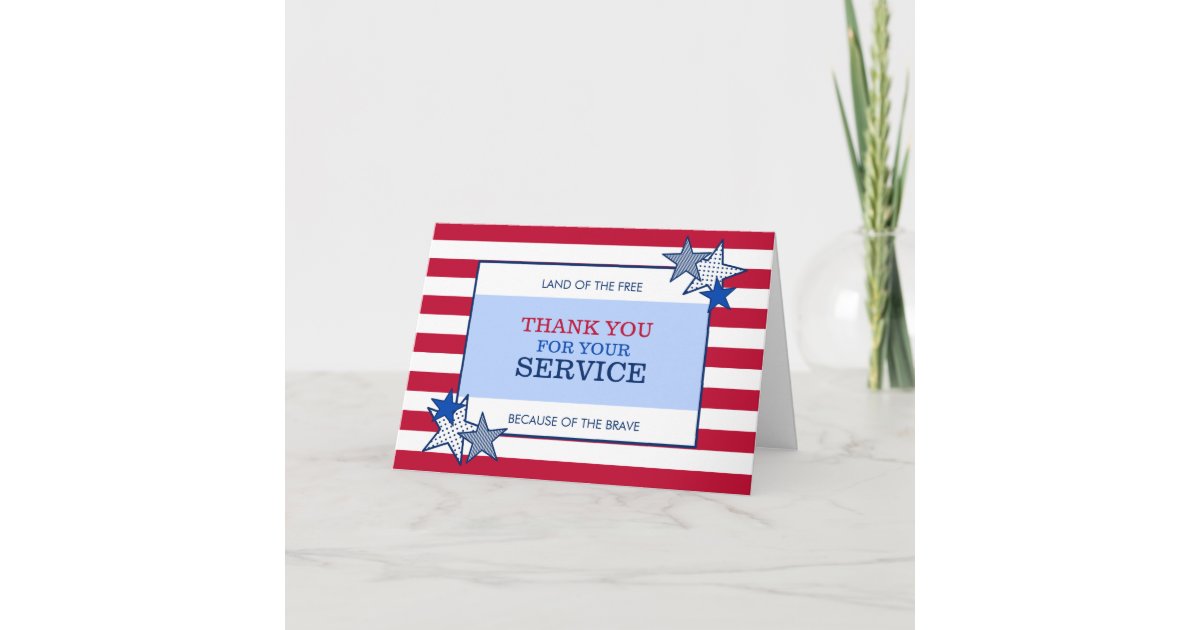 Stars and Stripes Patriotic Veteran Service Modern Thank You Card | Zazzle
