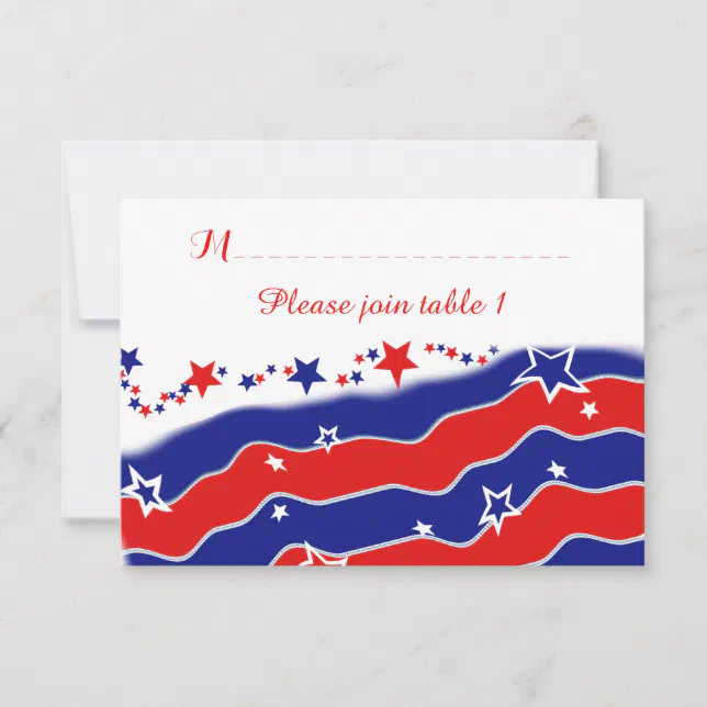 Stars and Stripes Personalized TABLE SEATING RSVP Card | Zazzle